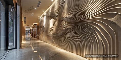 Ai创作图高端酒店艺术 酒店光影墙 酒店抽象装饰 前台走廊过道背景画面 酒店简约抽象 Cgi艺术品隧道 时光隧道设计 高档酒店背景装饰 宾馆过道酒店通道 流线造型 波浪线条外墙 酒店走廊灯光
