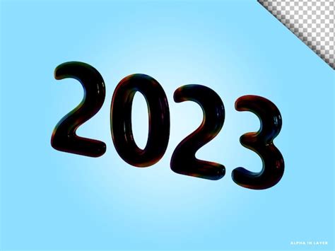 Premium Psd Number 2023 New Year 3d Render