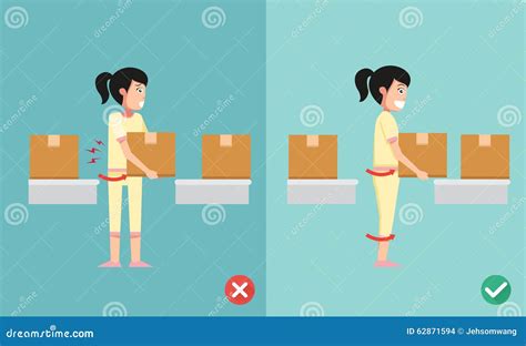 Proper Lifting Technique Cartoon Vector 90415877