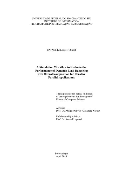 Pdf A Simulation Workflow To Evaluate The Performance Of Dynamic Load Balancing With Over