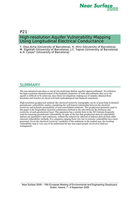 Pdf High Resolution Aquifer Vulnerability Mapping Using Longitudinal