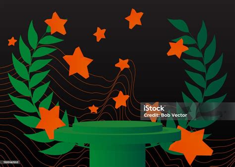 블랙 그린 오렌지 모형 제품 디스플레이 프리젠테이션을 위한 추상 벡터 3d 실린더 받침대 연단 최소한의 기하학적 무대 쇼케이스 3차원 형태에 대한 스톡 벡터 아트 및 기타