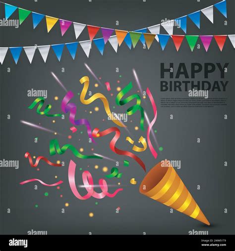 Exploding Colorful Confetti Popper Birthday Party Vector Illustration Stock Vector Image And Art