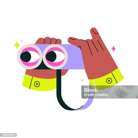 인간의 손을 가진 쌍안경 관찰 탐험 그리고 초점을 상징하는 평면 벡터 일러스트 레이 션 흰색 배경에 고립 개념에 대한 스톡 벡터 아트 및 기타 이미지 Istock