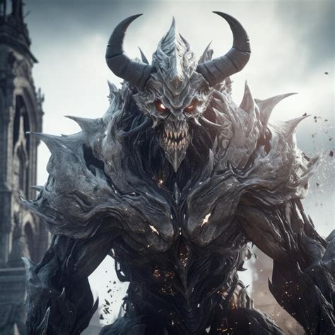 Premium Ai Image A Video Game Character With Horns And A Tower