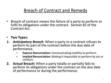 Ppt Breach Of Contract And Remedy Powerpoint Presentation Free