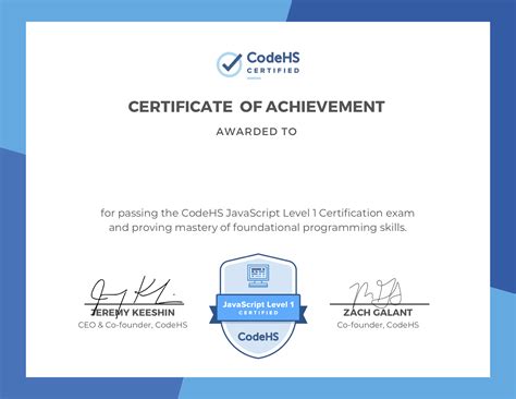 Certificate CodeHS