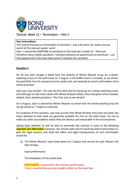 Week 12 - Termination - student - Tutorial: Week 12 – Termination – Part 2 Your instructions ...