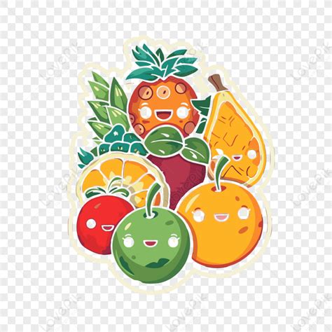 어두운 배경에 귀여운 과일 그림 벡터상표만화 Png 일러스트 무료 다운로드 Lovepik