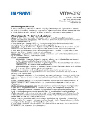 Fillable Online VMware Program Overview VMware Products We Don T Fax Email Print PdfFiller