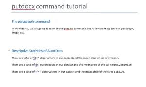 Putdocx Command To Export Stata Results To MS Word