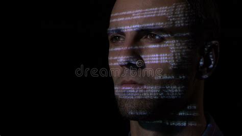 Ai Artificial Intelligence it Female Programming Binary Code on Futuristic Holographic Display ...