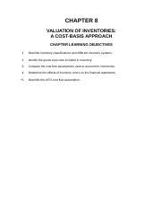Ch08 Doc CHAPTER 8 VALUATION OF INVENTORIES A COST BASIS APPROACH