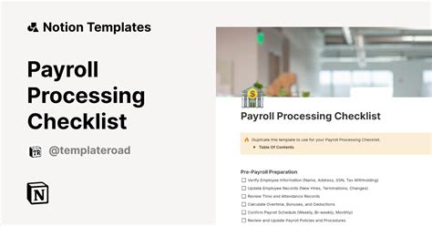 Payroll Processing Checklist Template By Template Road Notion Marketplace