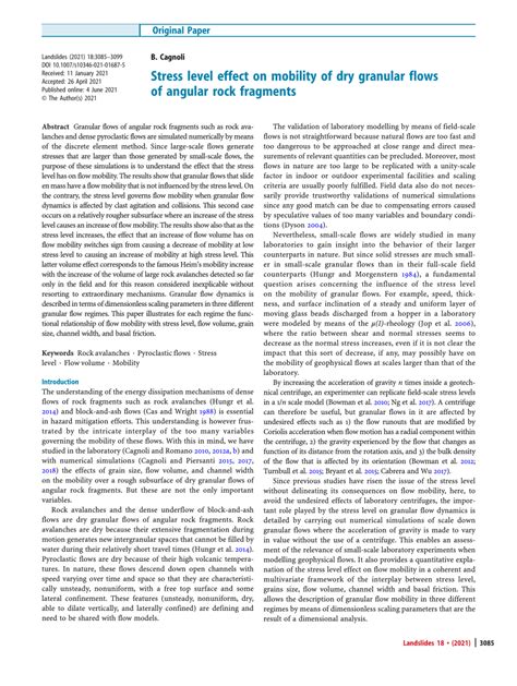 Pdf Stress Level Effect On Mobility Of Dry Granular Flows Of Angular