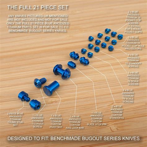 Benchmade 535 Bugout 21pc Blue Titanium Screw Set Axis Standoff Pin