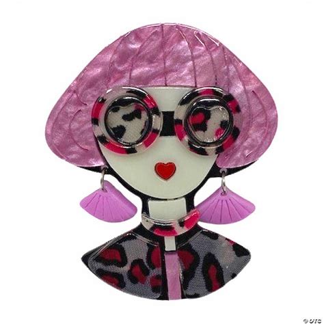 Wrapables Acrylic Fashion Brooch Pin Quirky Pink Oriental Trading