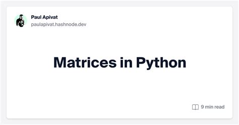Matrices In Python