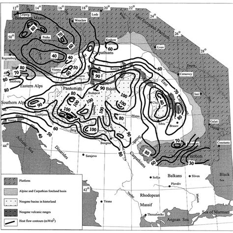 Heat Flow Map Of The Carpathian Pannonian Region Modified After Cermak