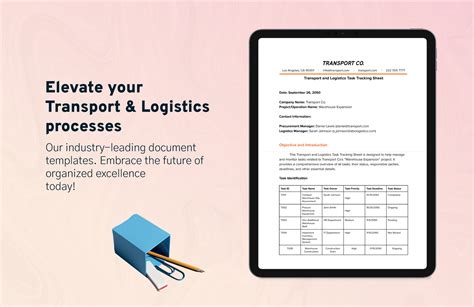 Transport And Logistics Task Tracking Sheet Template In Word PDF Google Docs Download