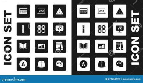 Set Geometric Figure Tetrahedron Calculator Ruler Square Root Of X Glyph Chalkboard Office