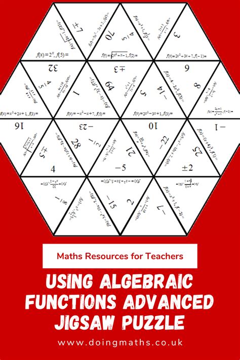 Using Algebraic Functions Advanced Jigsaw Puzzle Algebra Practice