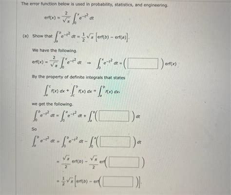 Solved The Error Function Below Is Used In Probability Chegg Com