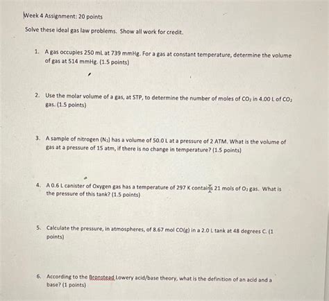 Solved Week Assignment Points Solve These Ideal Gas Chegg