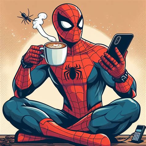 Spider Man Drinking Coffee By Dobarlik On Deviantart