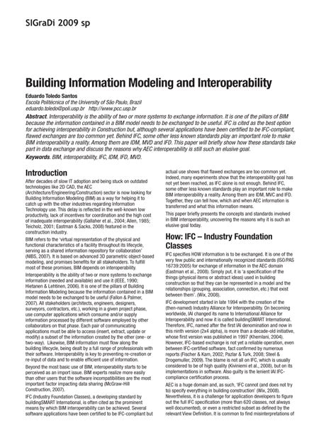 Pdf Building Information Modeling And Interoperability