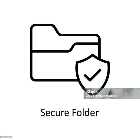 Secure Folder Vector Outline Icon Design Illustration Cyber Security