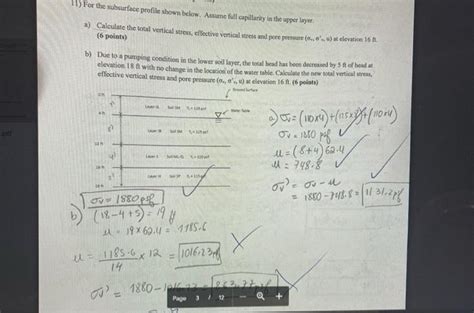 solved 11 for the subsurface profile shown below assume