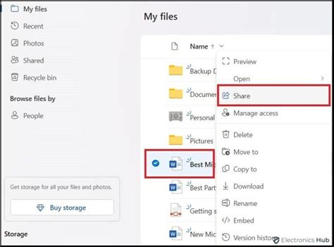 how to share files and folders in onedrive