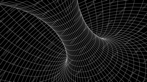 터널 또는 웜홀 추상 웜홀 과학 3d 터널 그리드와이어프레임 3d 표면 Tunnelgrid 텍스처 프리미엄 벡터