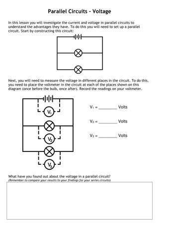 current and voltage in series and parallel circuits teaching resources
