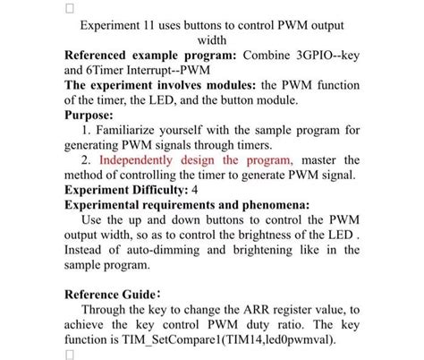 Solved Experiment Uses Buttons To Control PWM Output Chegg Com