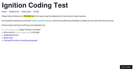 Ignition Test Codesandbox