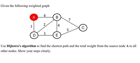 answered given the following weighted graph 6 a… bartleby