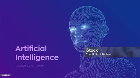 아티팩트 인텔리전스 개념 Ai 디지털 두뇌 추상 디지털 인간의 얼굴 로봇 컴퓨터 해석의 인간의 머리 로봇 공학 개념 와이어