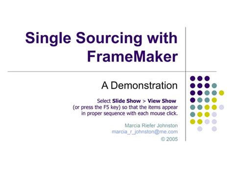 Single Sourcing With Framemaker Pps Desktop Publishing Computer