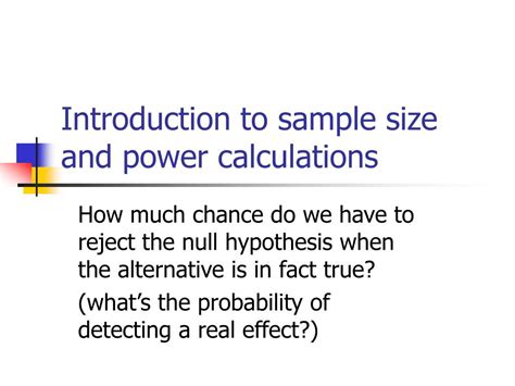 Ppt Introduction To Sample Size And Power Calculations Powerpoint
