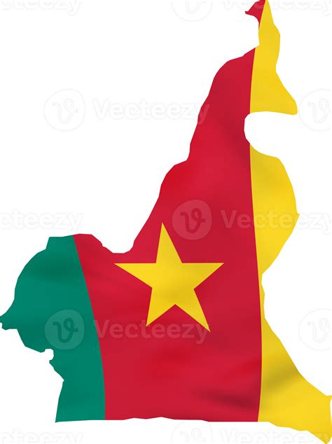 Cameroon Map With Waving Flag 77170282 Png