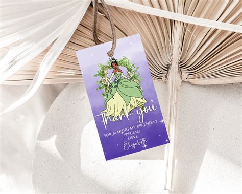 Editable Tiana Thank You Tag Template Birthday Party Favor Etsy