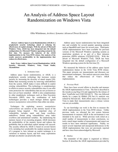 Pdf An Analysis Of Address Space Layout Randomization On Windows Vista