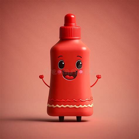 Cute Happy Ketchup Bottle Generative Ai Stock Illustration Illustration Of Condiment Cute