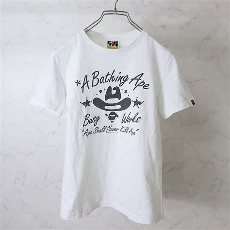 3 Wd097 Bape ベイプ エイプ A Bathing Ape コットン Tシャツ カットソー ホワイト 白 S レディース 女性用