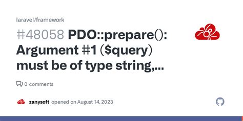 Pdoprepare Argument 1 Query Must Be Of Type String Illuminate