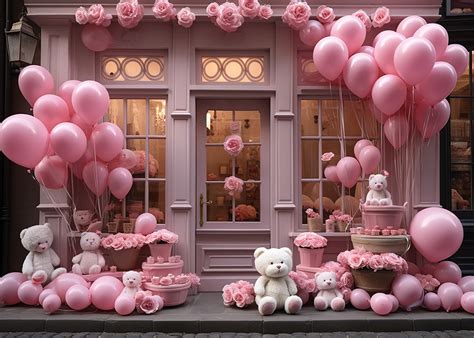Avezano Valentines Day Pink Balloon And House Photography Backdrop