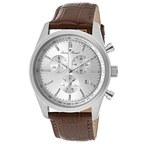 Lucien Piccard Mens Lp 11570 02s Eiger Chronograph Silver Dial Brown