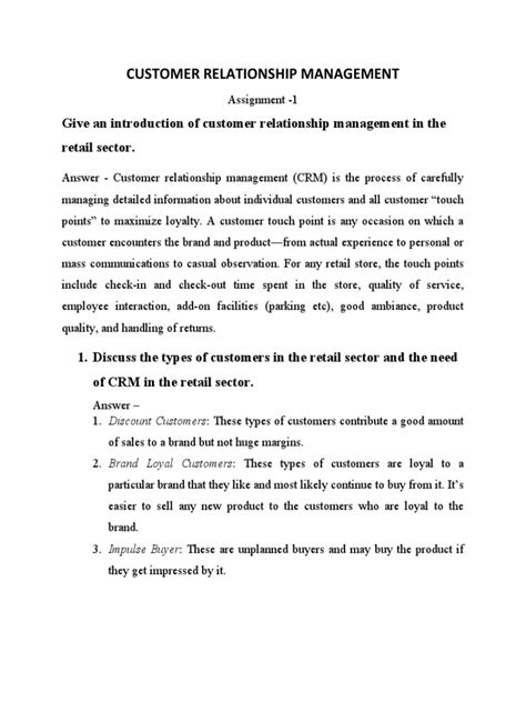 Crm Assignment Gp 2 Pdf Customer Relationship Management Retail